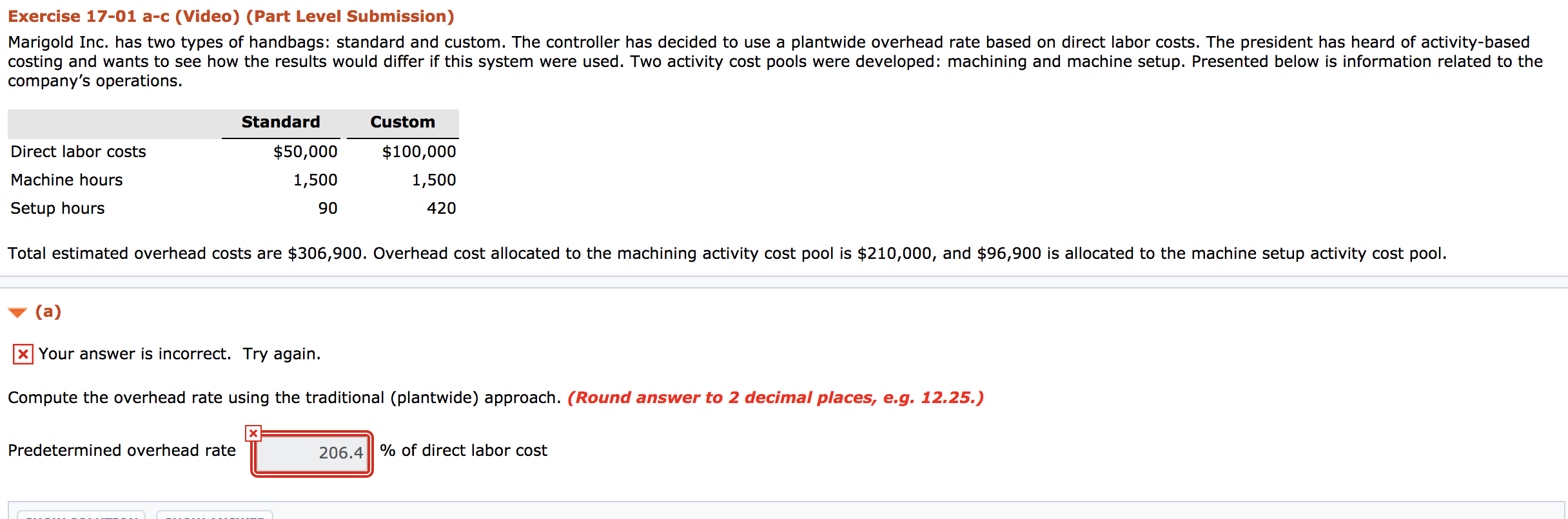 Solved Exercise 17-01 a-c (Video) (Part Level Submission) | Chegg.com