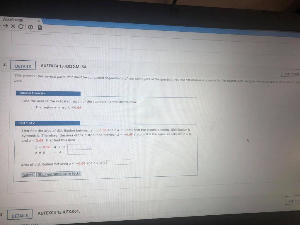 Solved WebAssign → XC 2. DETAILS AUFEXC4 13.4.020.MI.SA. ASK | Chegg.com
