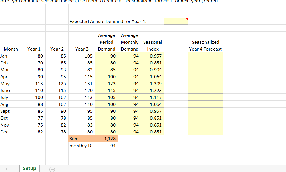 Solved After you compute Seasonal Indices, use them to | Chegg.com