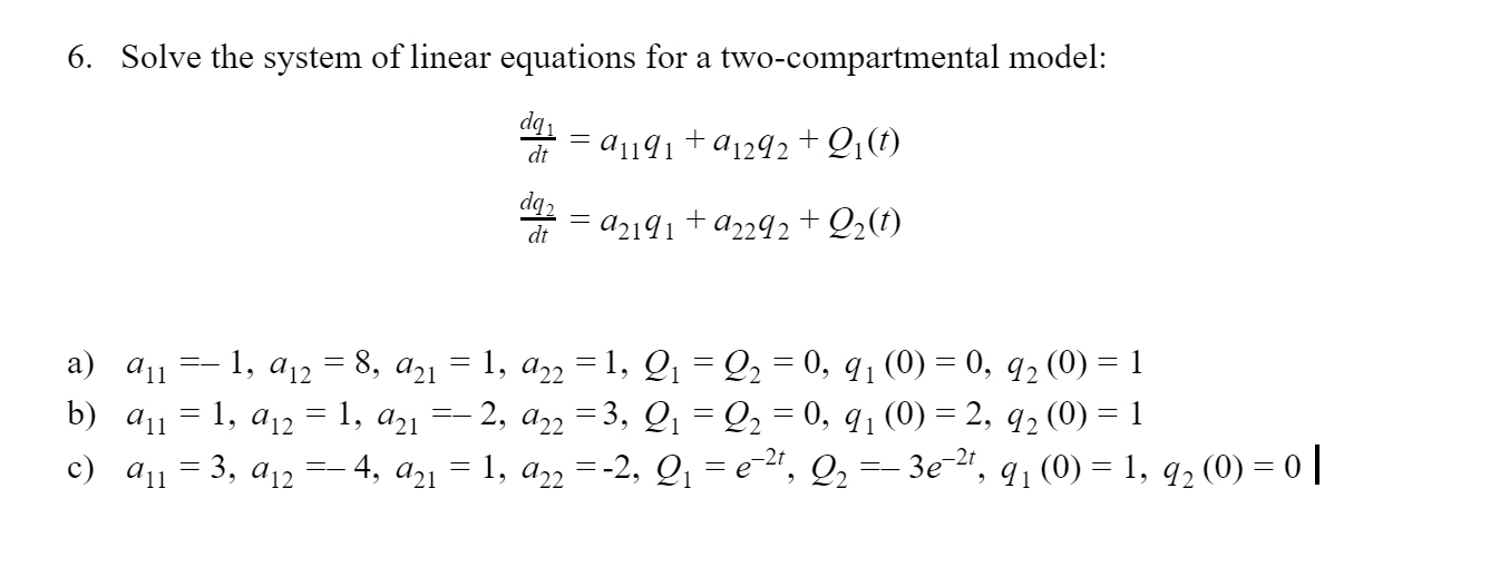 Solved 6. Solve the system of linear equations for a | Chegg.com