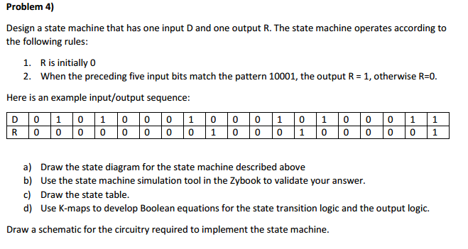 Solved Problem 4) Design a state machine that has one input | Chegg.com