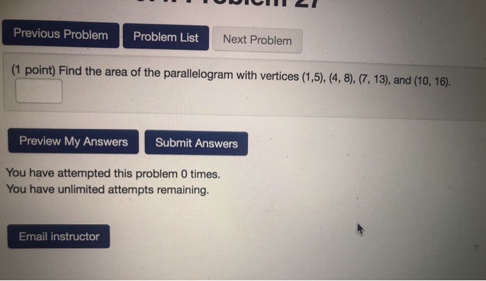 Solved Previous Problem Problem List Next Problem (1 point) | Chegg.com