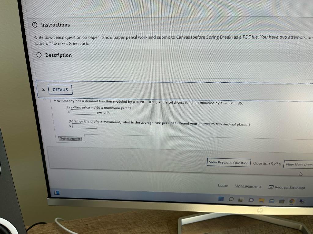 Solved © Instructions Write down each question on paper - | Chegg.com