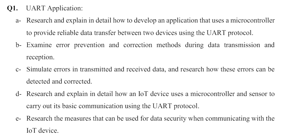 Solved Q1. ﻿UART Application:a- ﻿Research and explain in | Chegg.com