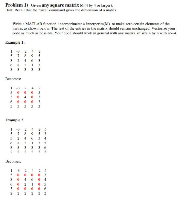 Solved Problem 1) Given any square matrix M (4 by 4 or | Chegg.com