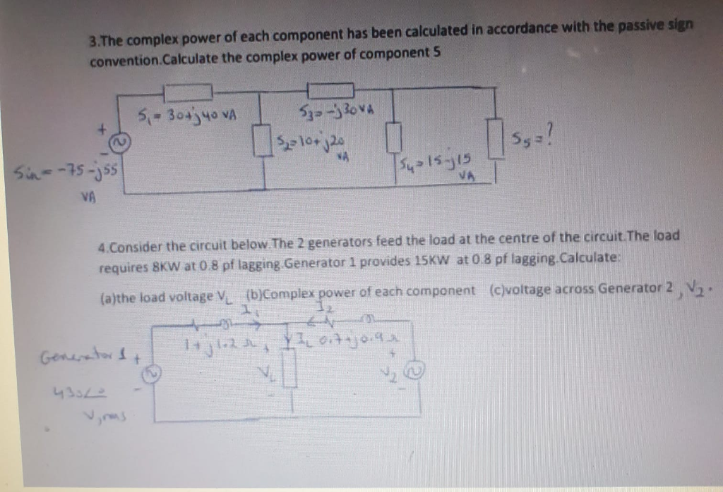 Solved 3. The complex power of each component has been | Chegg.com