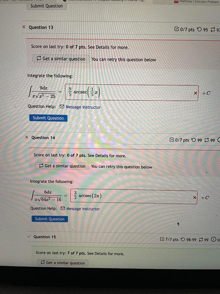 Solved Di Mathway Calculus Problem Submit Question X | Chegg.com