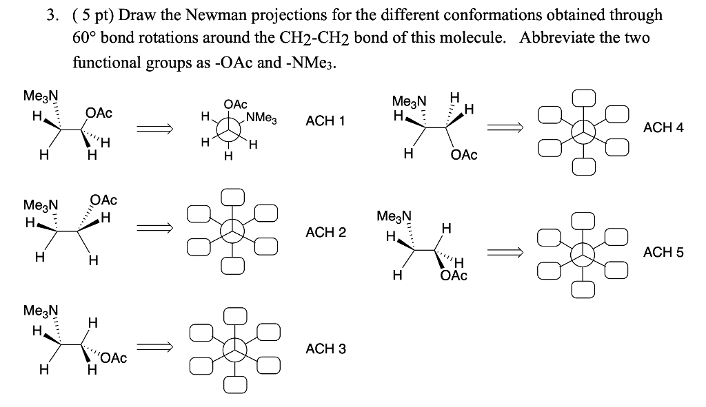 Solved 3. (5 pt) Draw the Newman projections for the | Chegg.com