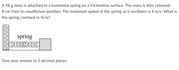 Solved A 98 g mass is attached to a horizontal spring on a | Chegg.com