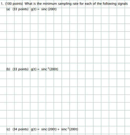 Solved 1. (100 points) What is the minimum sampling rate for | Chegg.com