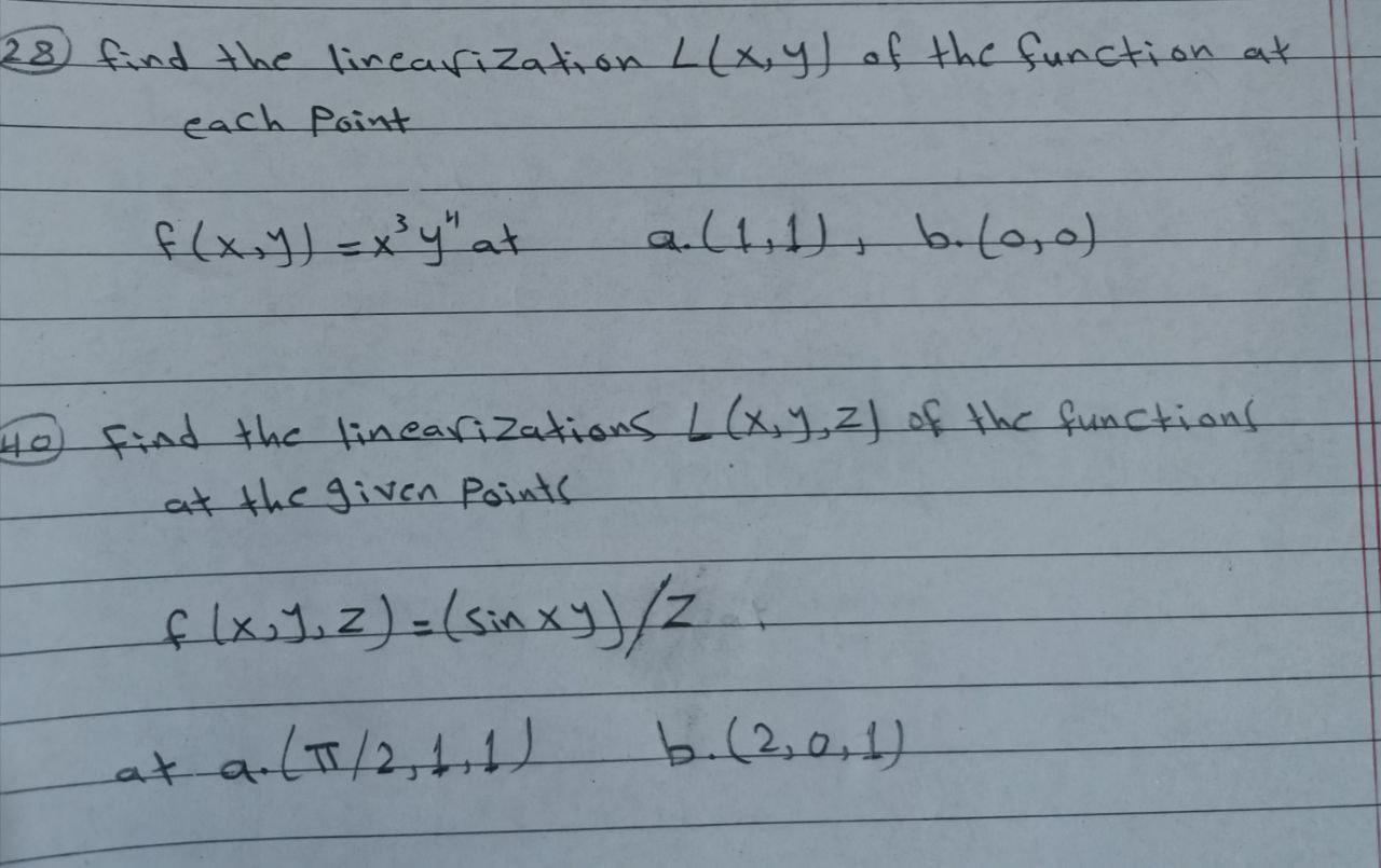 Solved 28 find the linearization L(x, y) of the function at | Chegg.com