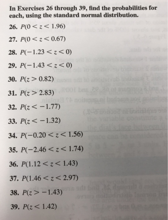 Solved In Exercises 26 through 39, find the probabilities | Chegg.com