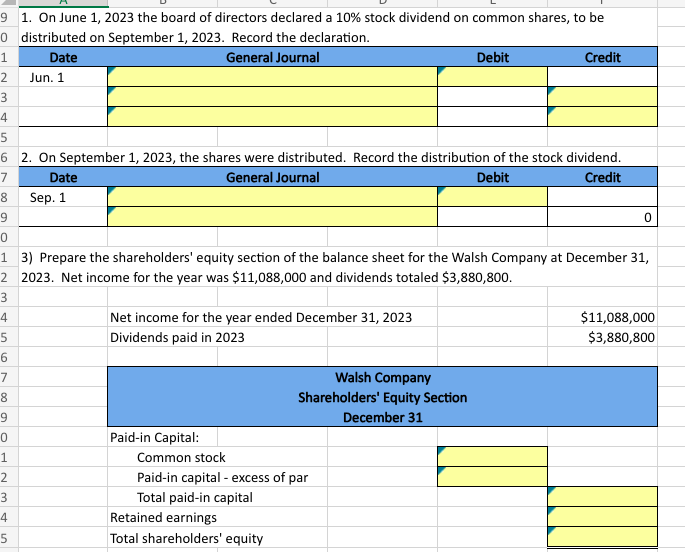 Solved The shareholders' equity section of the Walsh | Chegg.com