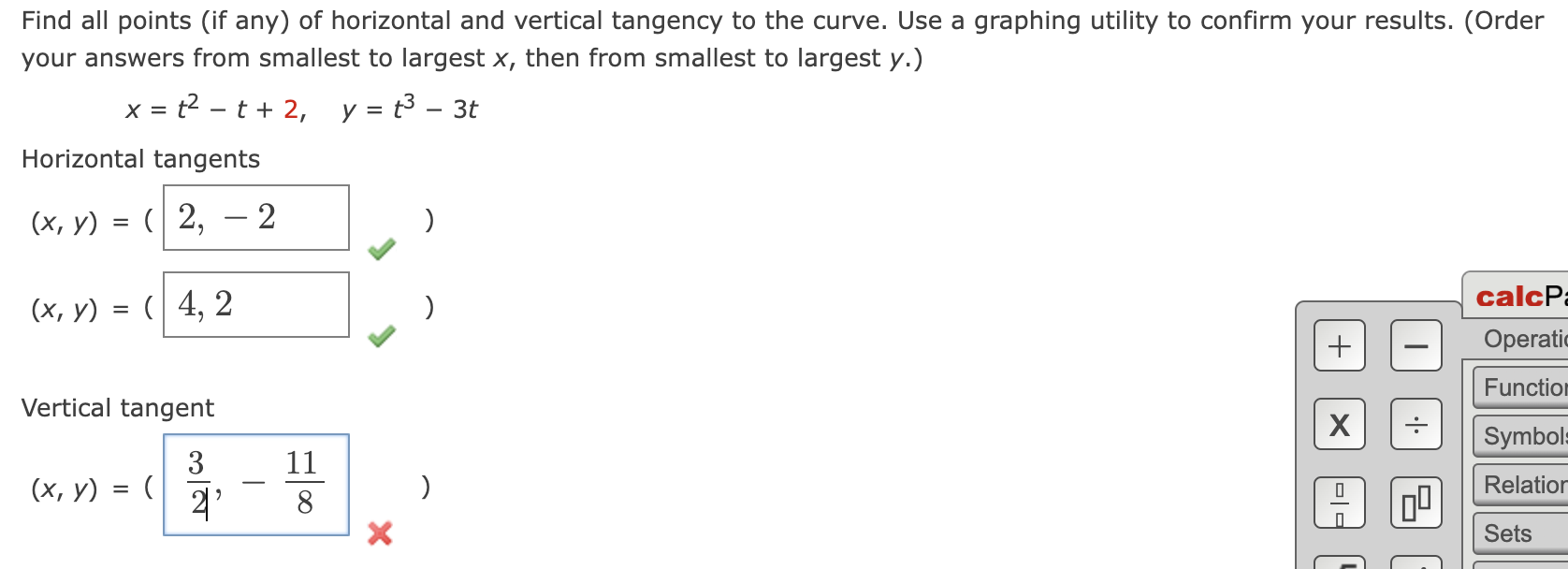 Solved Find all points (if any) of horizontal and vertical | Chegg.com