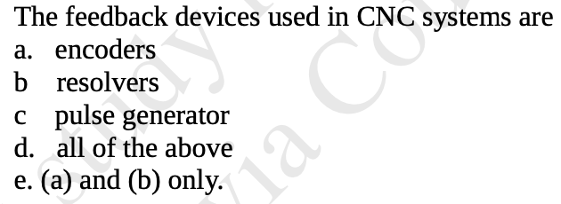 Solved The feedback devices used in CNC systems are a. | Chegg.com