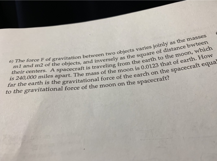 Solved 6) The force F of gravitation between two objects v | Chegg.com