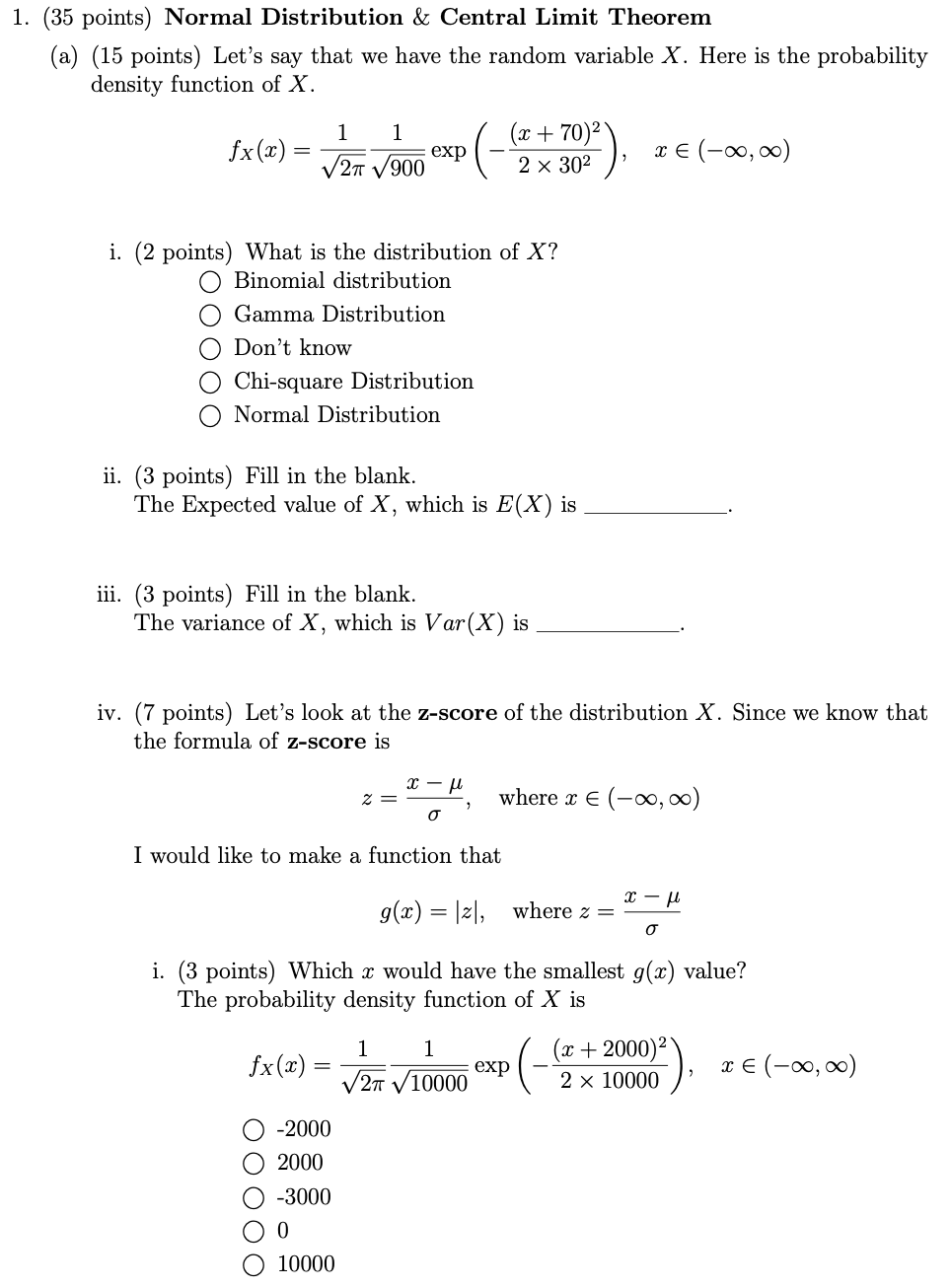 Solved (35 points) Normal Distribution \& Central Limit | Chegg.com
