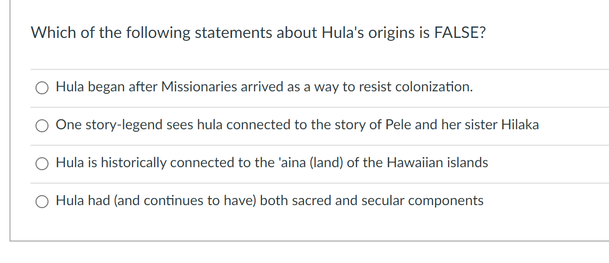 Which of the following statements about Hula's | Chegg.com