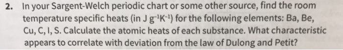 Solved In your Sargent-Welch periodic chart or some other | Chegg.com