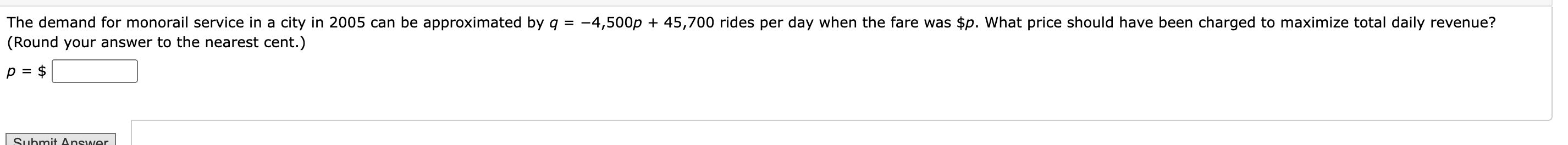 Solved (Round your answer to the nearest cent.) p=$ | Chegg.com