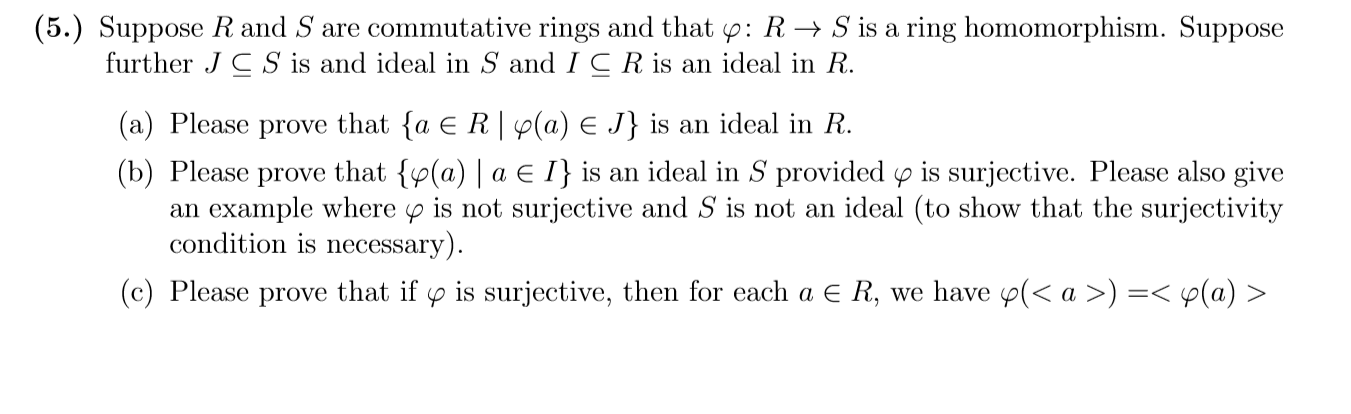 Solved (5.) Suppose R and S are commutative rings and that | Chegg.com