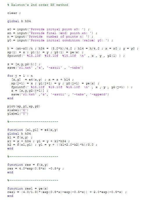 Solved Ralston's method, a 2nd-order Runge-Kutta method, was | Chegg.com