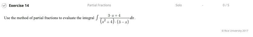 Solved Exercise 14: Use the method of partial fractions to | Chegg.com
