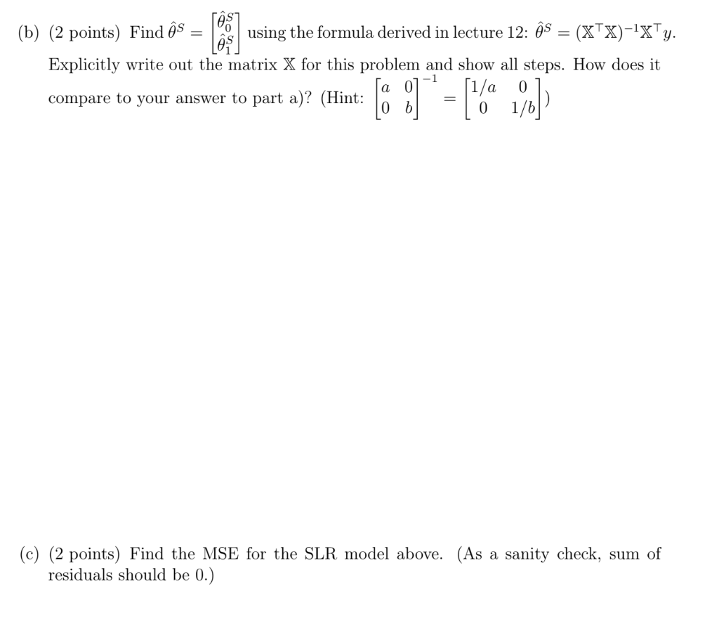 Solved A Special Case of Linear Regression 4. (12 points) In | Chegg.com
