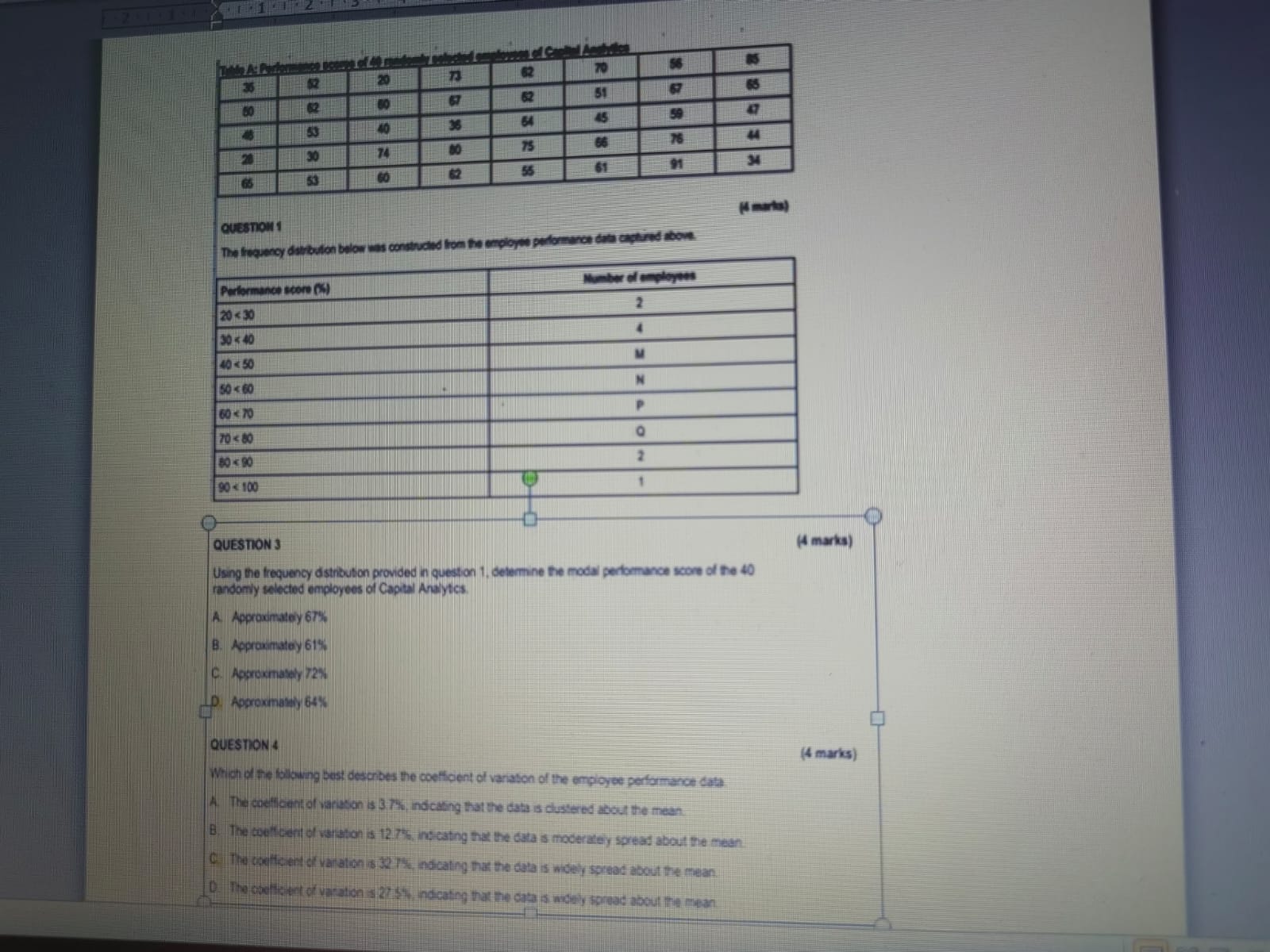 oussnom 1 (Amals) QUESTION 3 (4 marks) Using the | Chegg.com