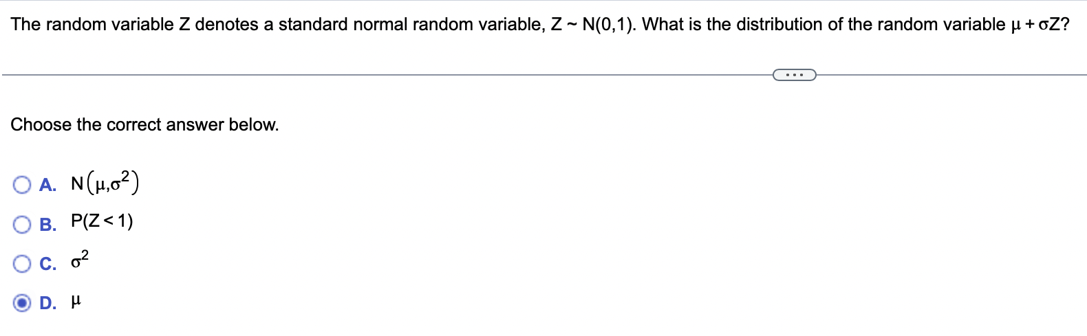 Solved The Random Variable Z Denotes A Standard Normal