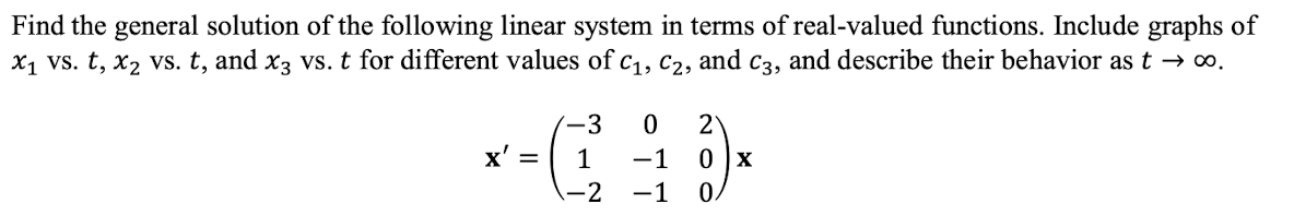 Solved Find the general solution of the following linear | Chegg.com