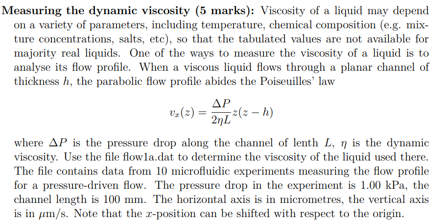 Solved Measuring the dynamic viscosity ( 5 marks): Viscosity | Chegg.com