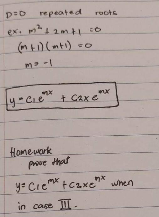 Solved D=0 repeated roots ex. | Chegg.com