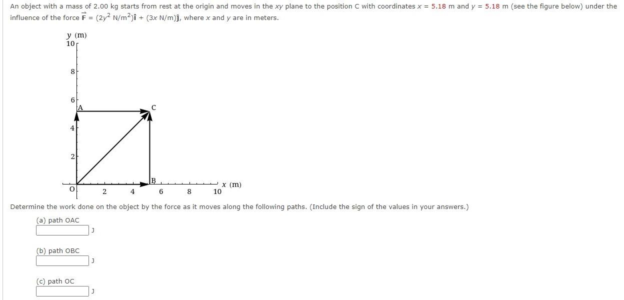 Solved An Object With A Mass Of 2 00 Kg Starts From Rest At