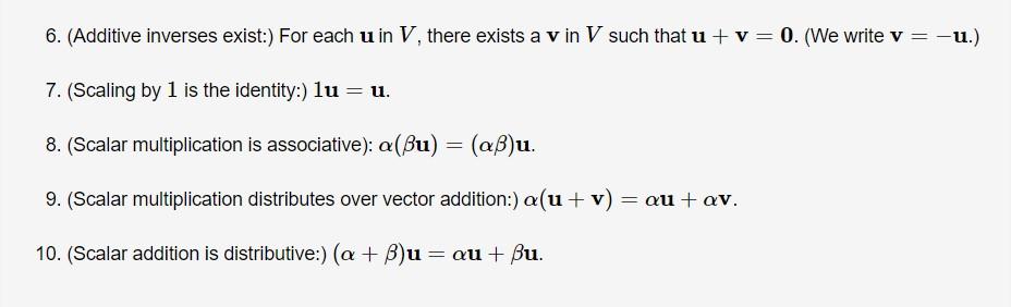Solved (1 point) A vector space over R is a set V of objects | Chegg.com