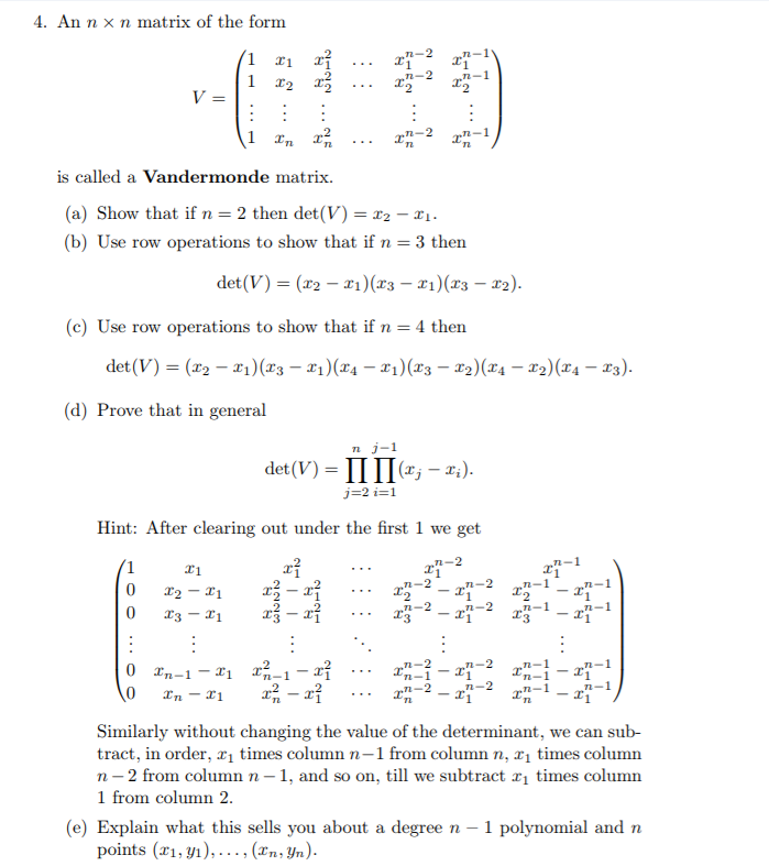 Solved 4. An n × n matrix of the form n-2n-1 n-2n-1 T1 is | Chegg.com