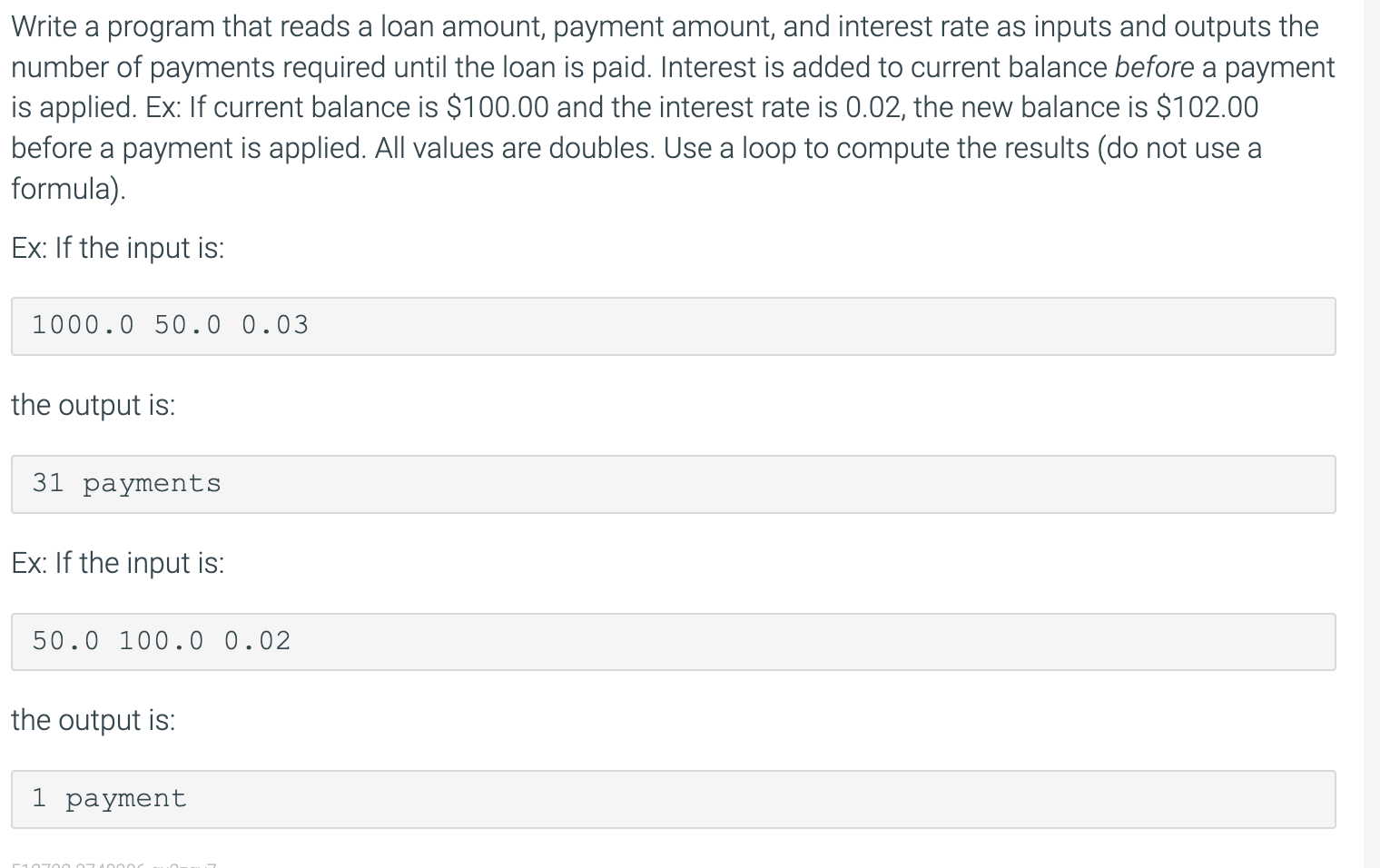 Solved Write a program that reads a loan amount, payment | Chegg.com
