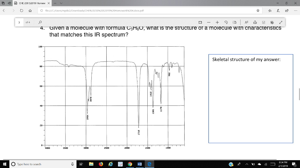 Solved 4) Given the molecule with formula C3H6O what is the | Chegg.com