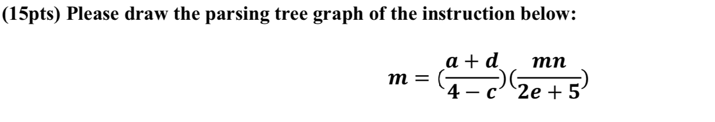 Solved (15pts) Please draw the parsing tree graph of the | Chegg.com