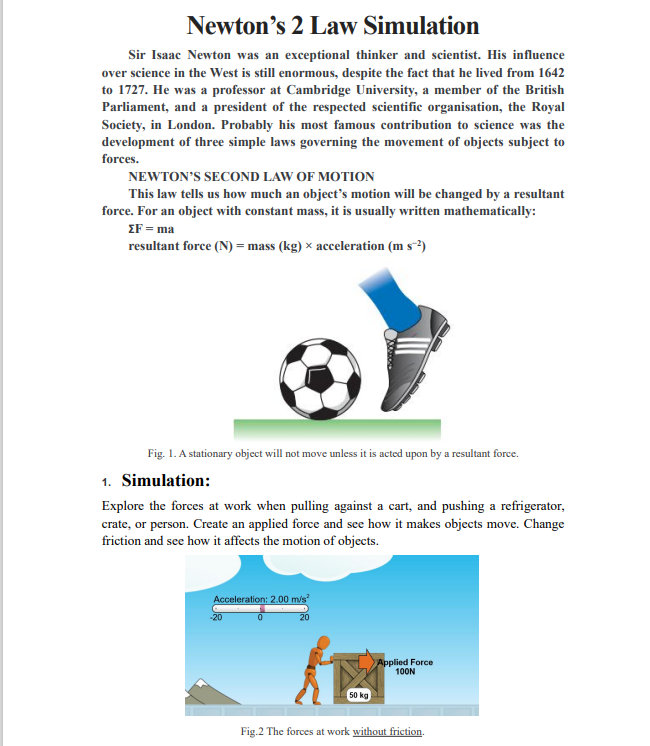 Solved Newton's 2 Law Simulation Sir Isaac Newton was an | Chegg.com