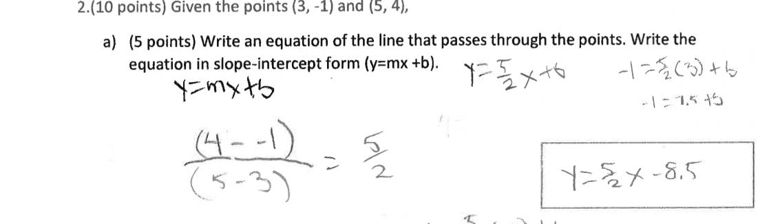 Solved a) (5 points) Write an equation of the line that | Chegg.com