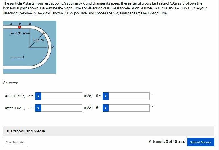 Solved The particle P starts from rest at point A at time t | Chegg.com