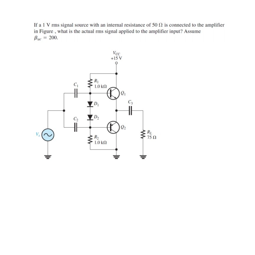 Solved If a l V rms signal source with an internal | Chegg.com