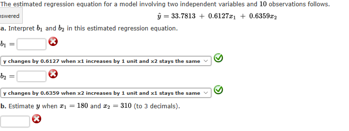 Solved The estimated regression equation for a model | Chegg.com