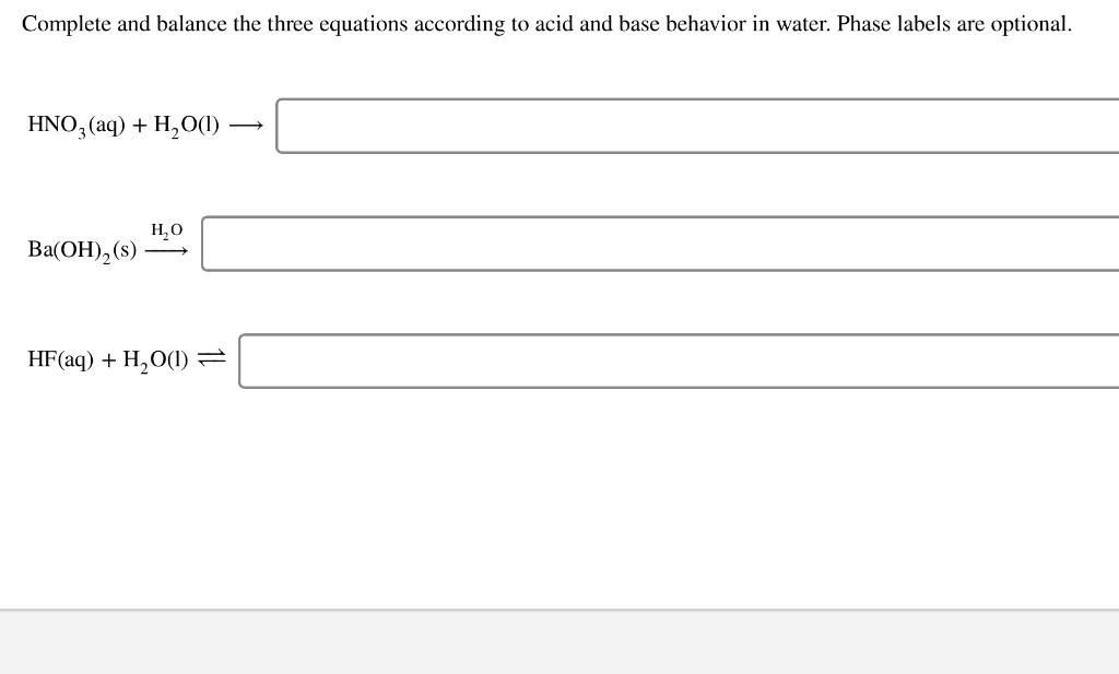 Solved Complete and balance the three equations according to | Chegg.com