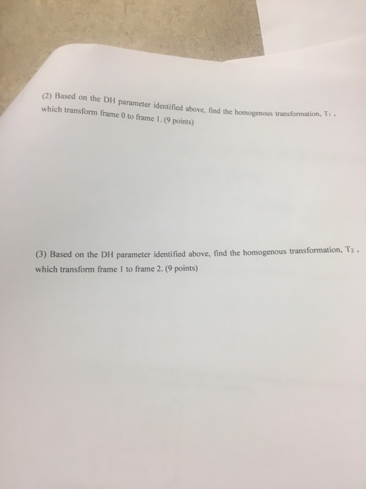Solved 2. (1) Find out the DH parameters for the following | Chegg.com