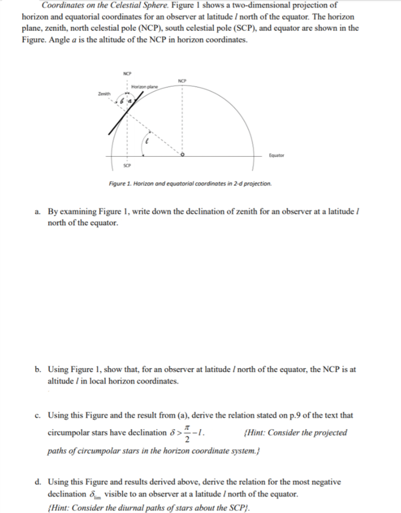 Coordinates on the Celestial Sphere. Figure 1 shows a | Chegg.com