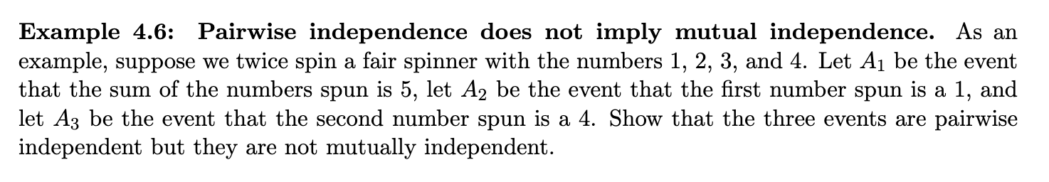 Solved Example 4 6 Pairwise Independence Does Not Imply