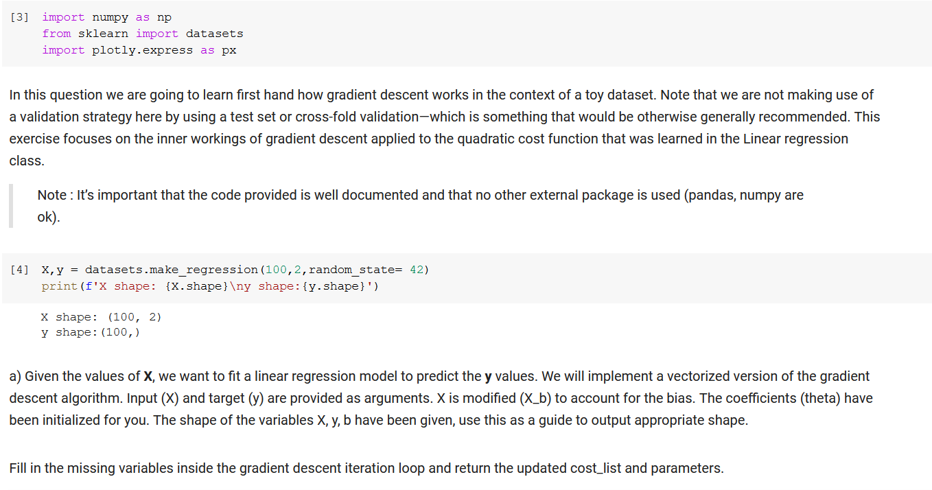Solved [3] import numpy as np from sklearn import datasets | Chegg.com