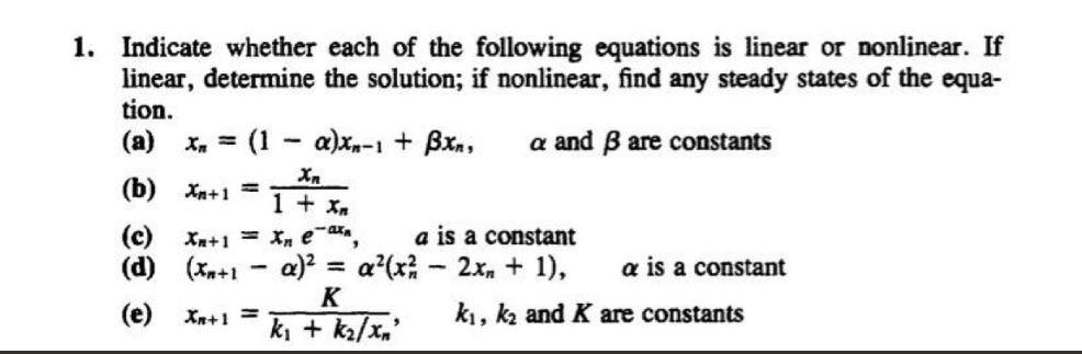 Solved 1 Indicate Whether Each Of The Following Equations